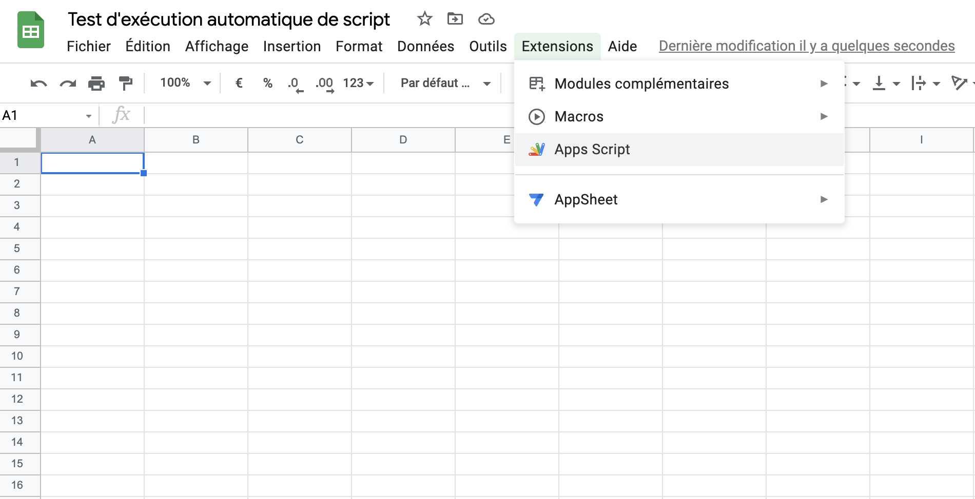 Exécuter un script Apps Scripts à l'ouverture d'un Google Sheets